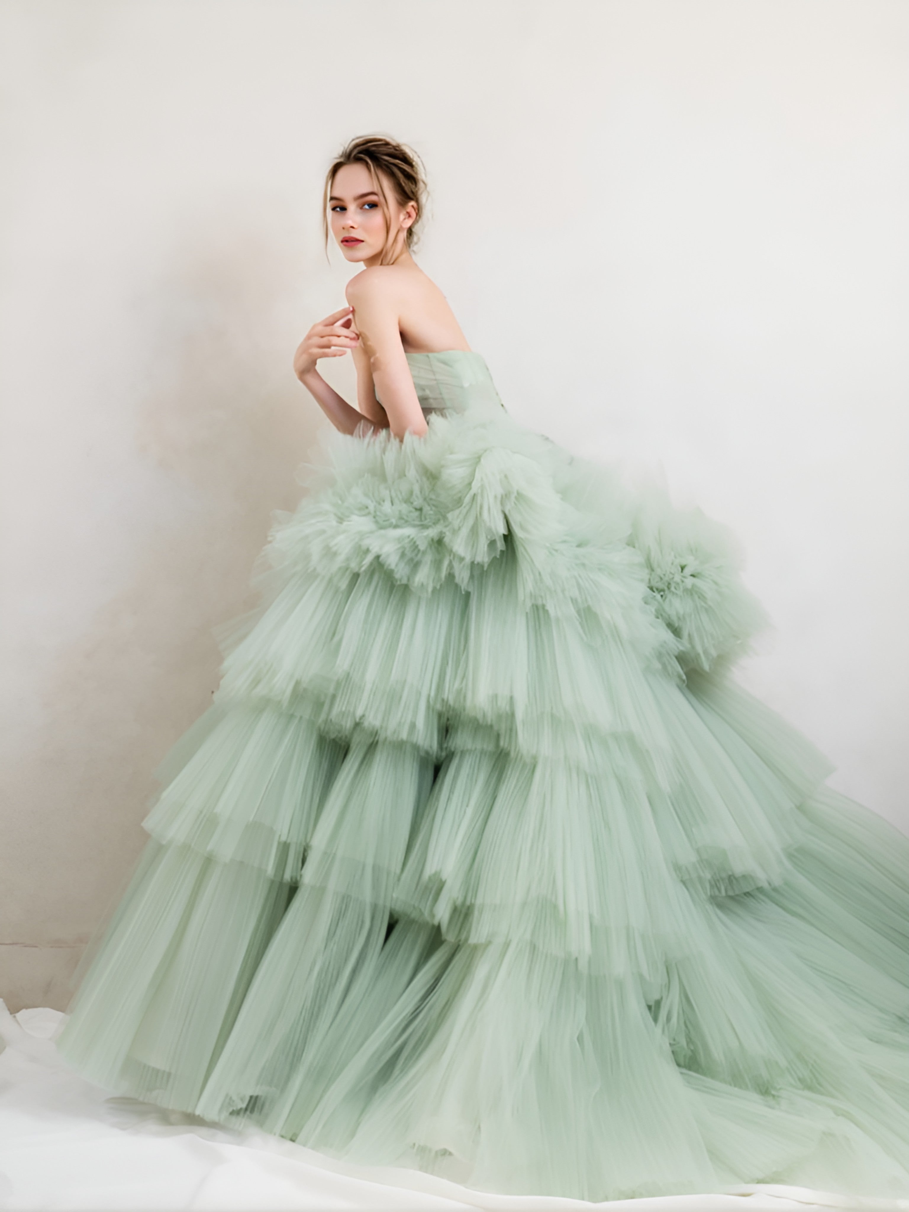 Pleated Tulle Colored Wedding Dress Non Traditional Wedding Dress Brid ...