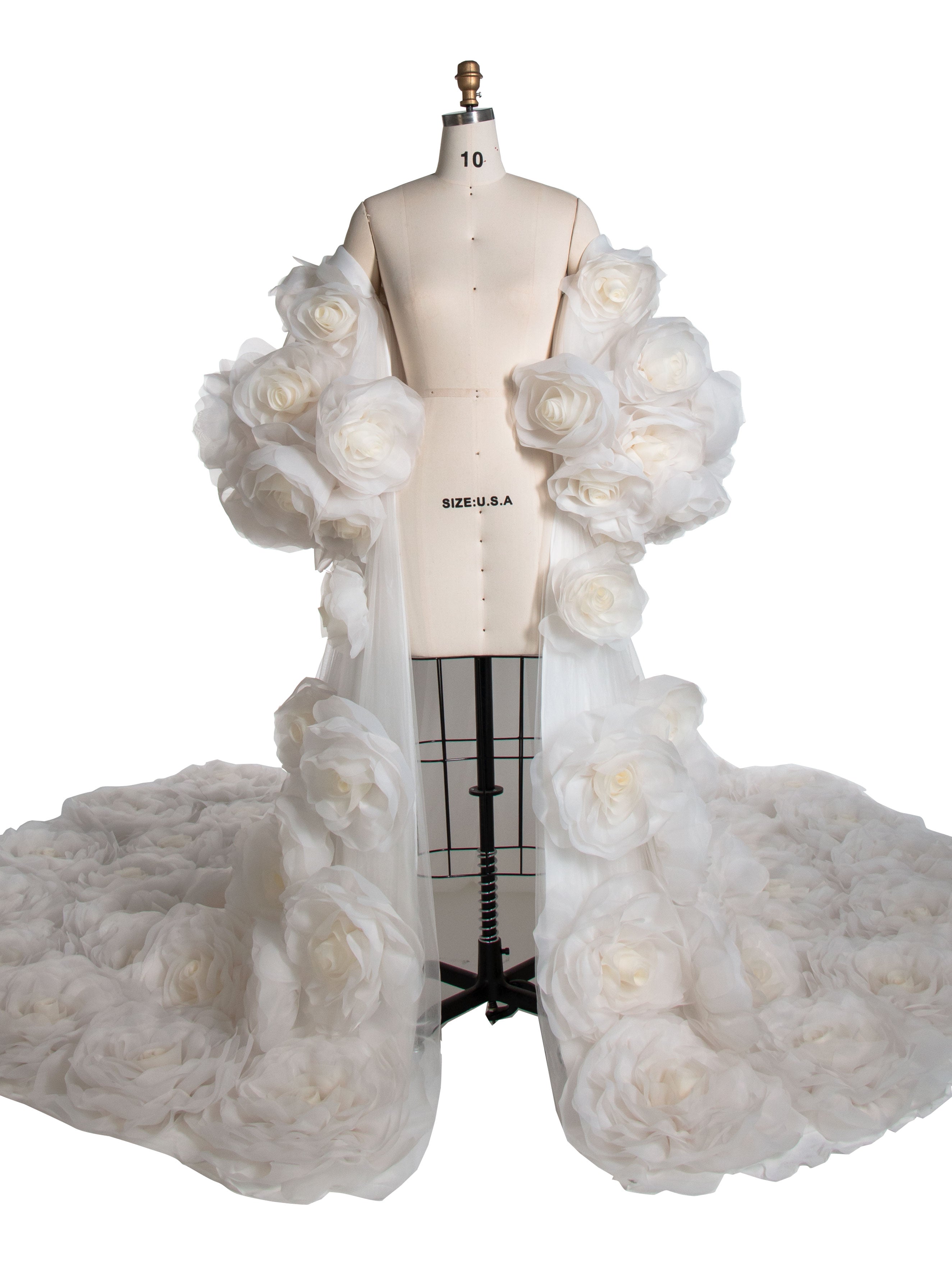 Gorgeous Handmade Rose Cape Off-shoulder Wedding Cape YW241008 – yewendress