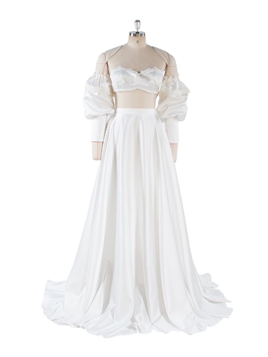 2 Piece White Wedding Set Boho Bridal Party Dress Vacation Dress for ...