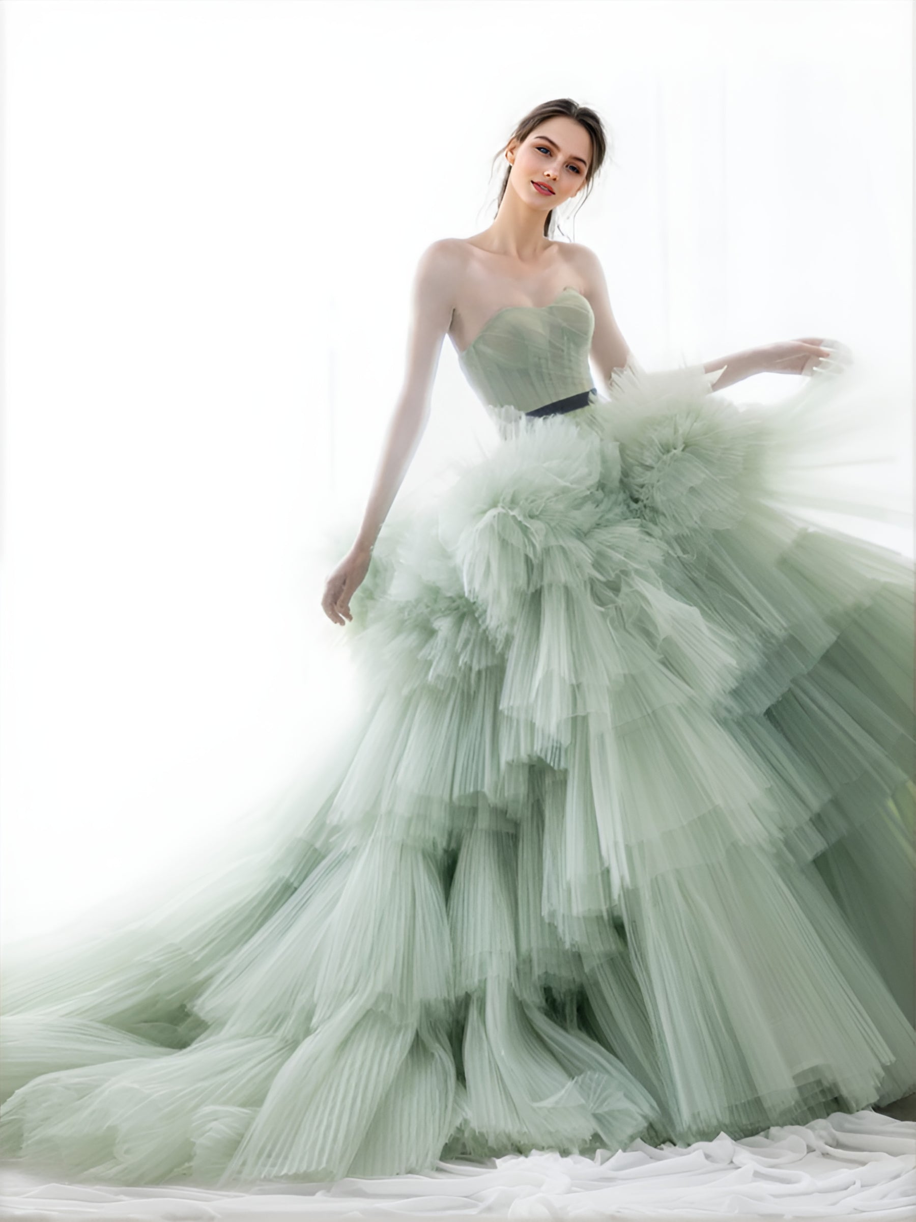 Pleated Tulle Colored Wedding Dress Non Traditional Wedding Dress Brid ...