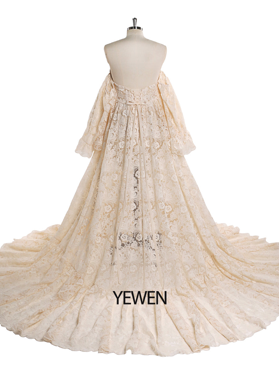 Off Shoulder Lace Maternity Dress for Photo Shoots YEWEN YW220701 ...