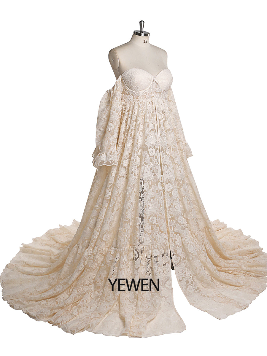 Off Shoulder Lace Maternity Dress for Photo Shoots YEWEN YW220701 ...