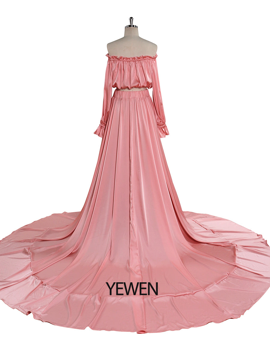 Soft Satin Off Shoulder Maternity / Non Maternity Dresses for Photo ...
